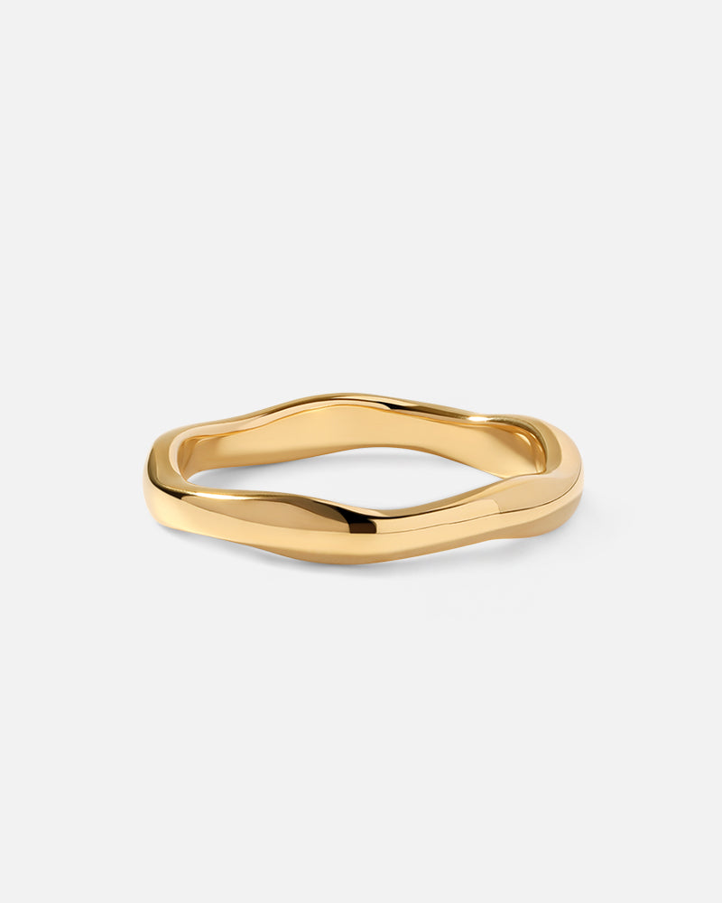 Wavy Stackable Ring - 18k Gold Plated Titanium - Basique