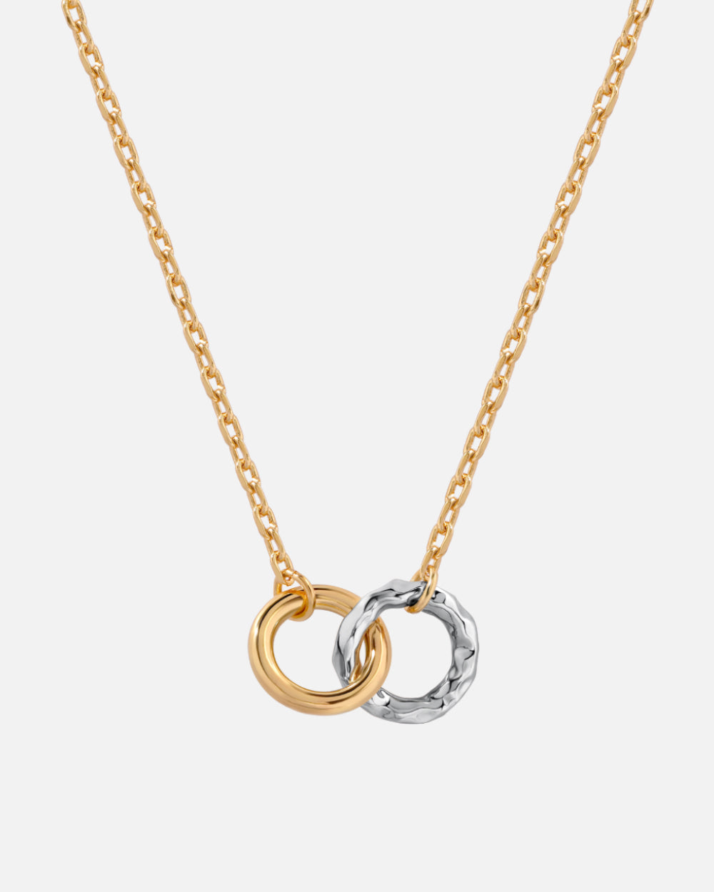 Asymmetric Interlocking Necklace*Two-Tone, 18k Gold & Rhodium Plated ...