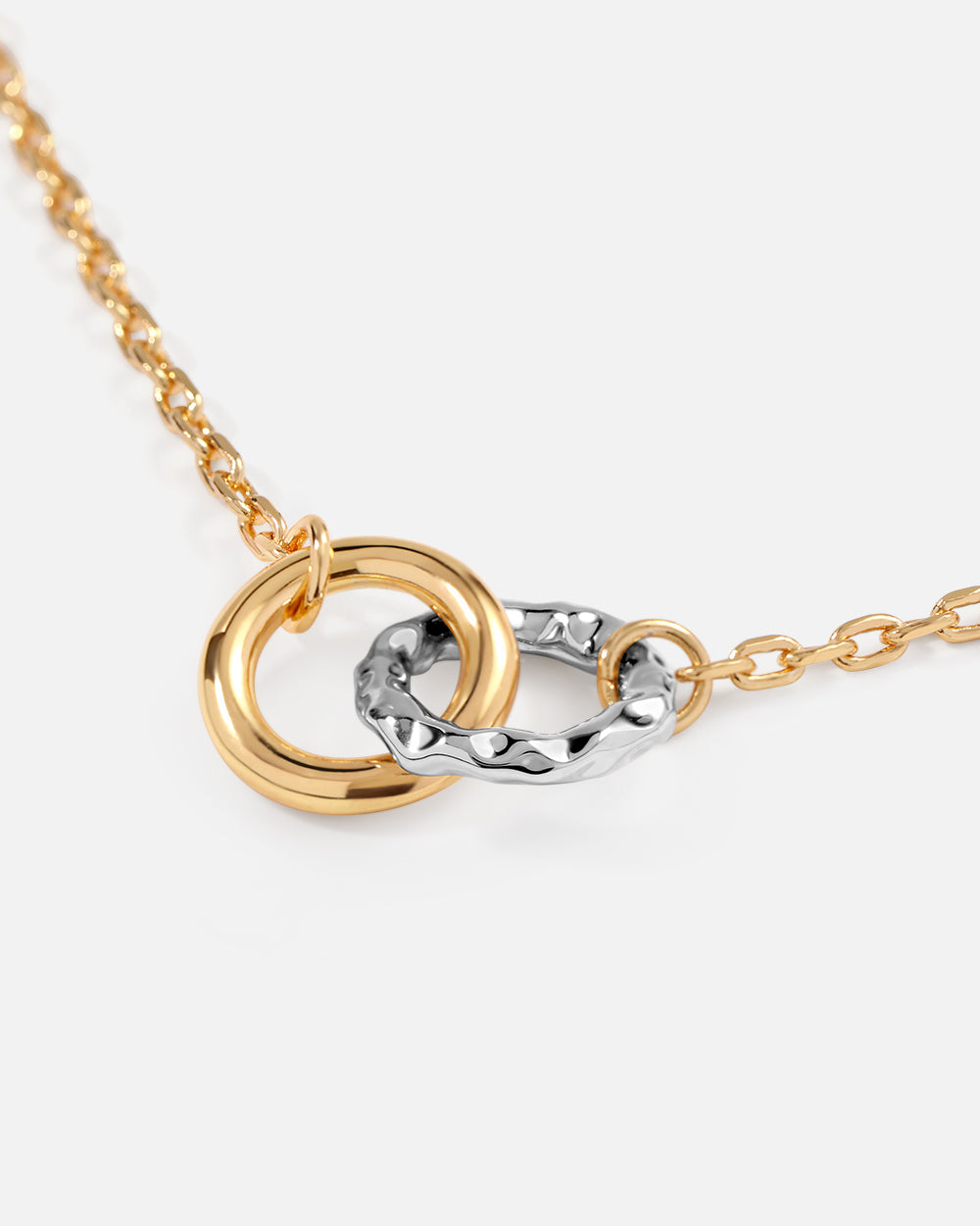 Asymmetric Interlocking Necklace*Two-Tone, 18k Gold & Rhodium Plated ...
