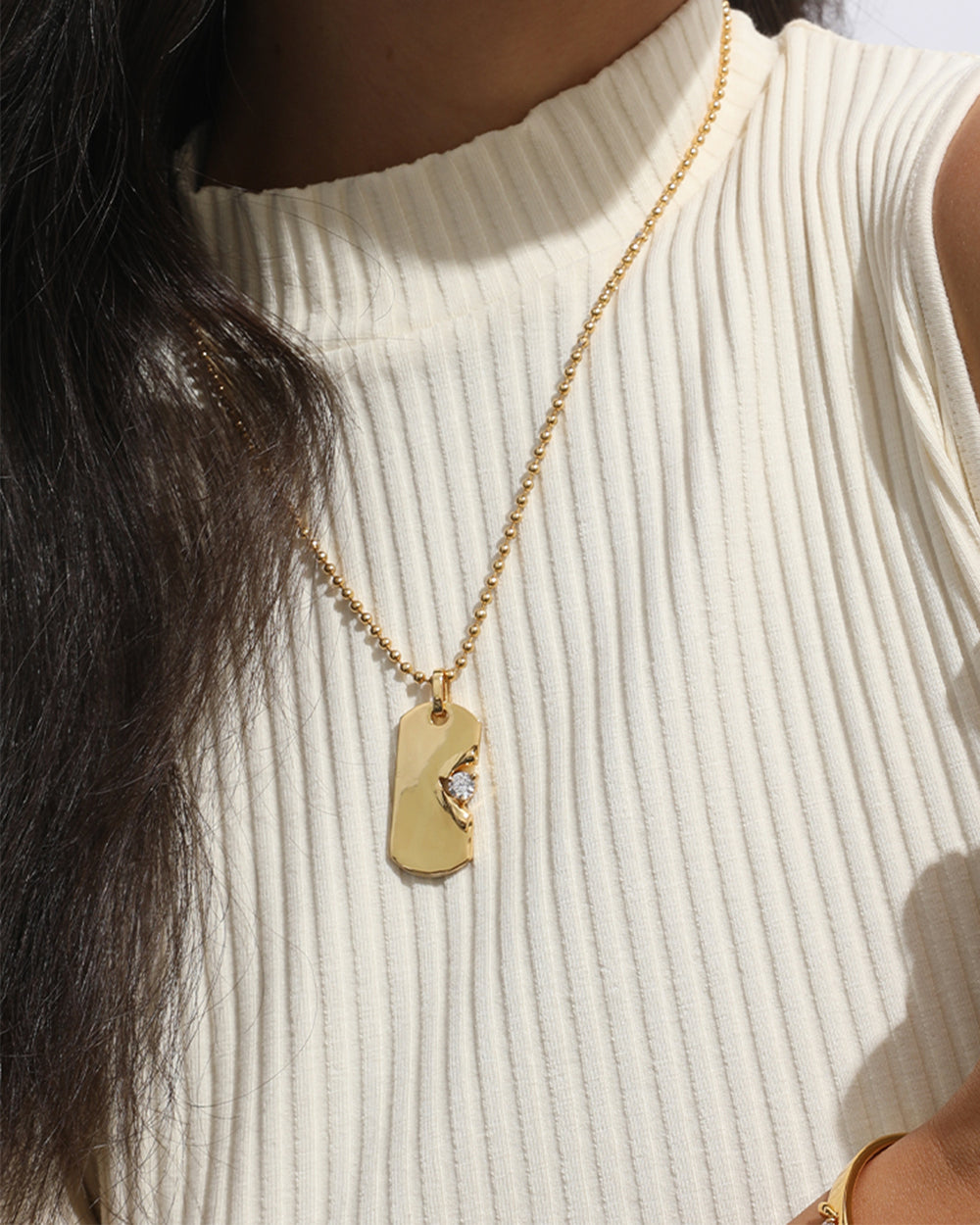 Boundless Tag Necklace - Large, 18k Gold Plated - Basique